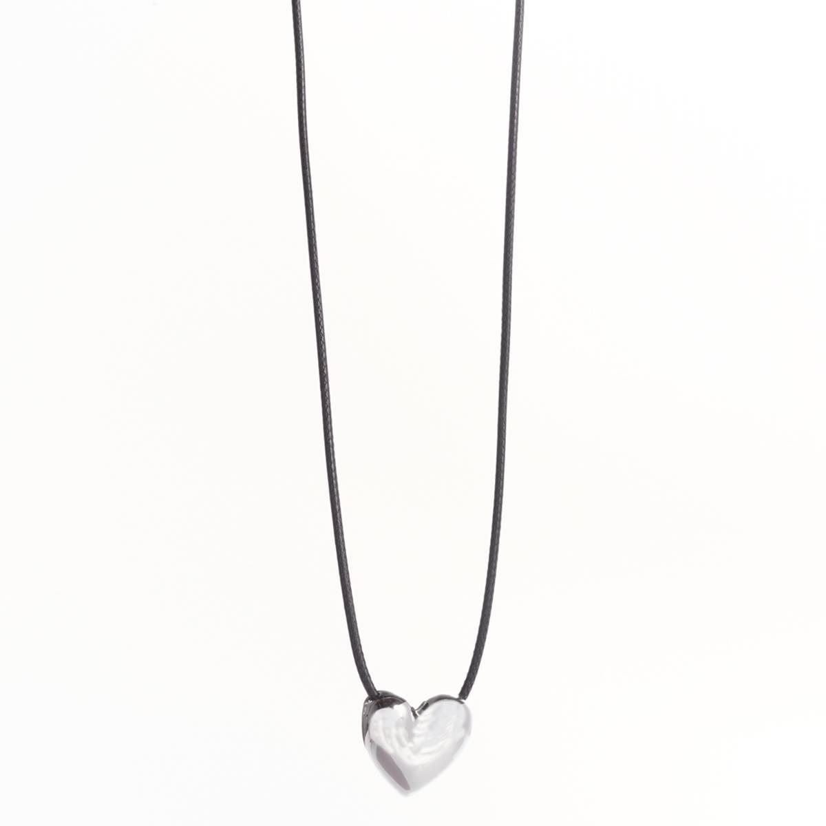 Click here for Design Collection Silver-Tone Heart Corded Necklac... prices