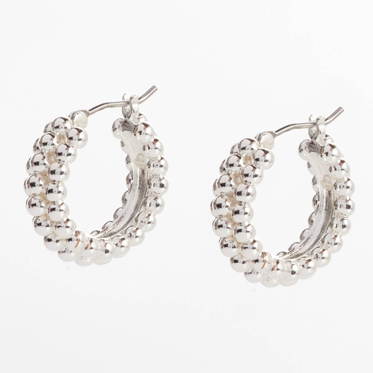 Click here for Design Collection Silver-Tone Textured Bubble Hoop... prices
