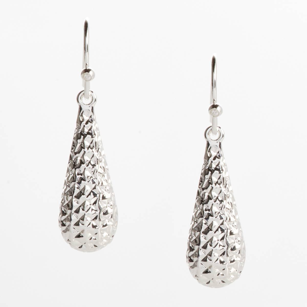 Click here for Design Collection Silver-Tone Textured Drop Earrin... prices