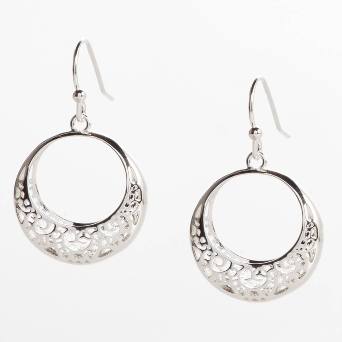 Click here for Design Collection Silver-Tone Lattice Work Hoop Ea... prices