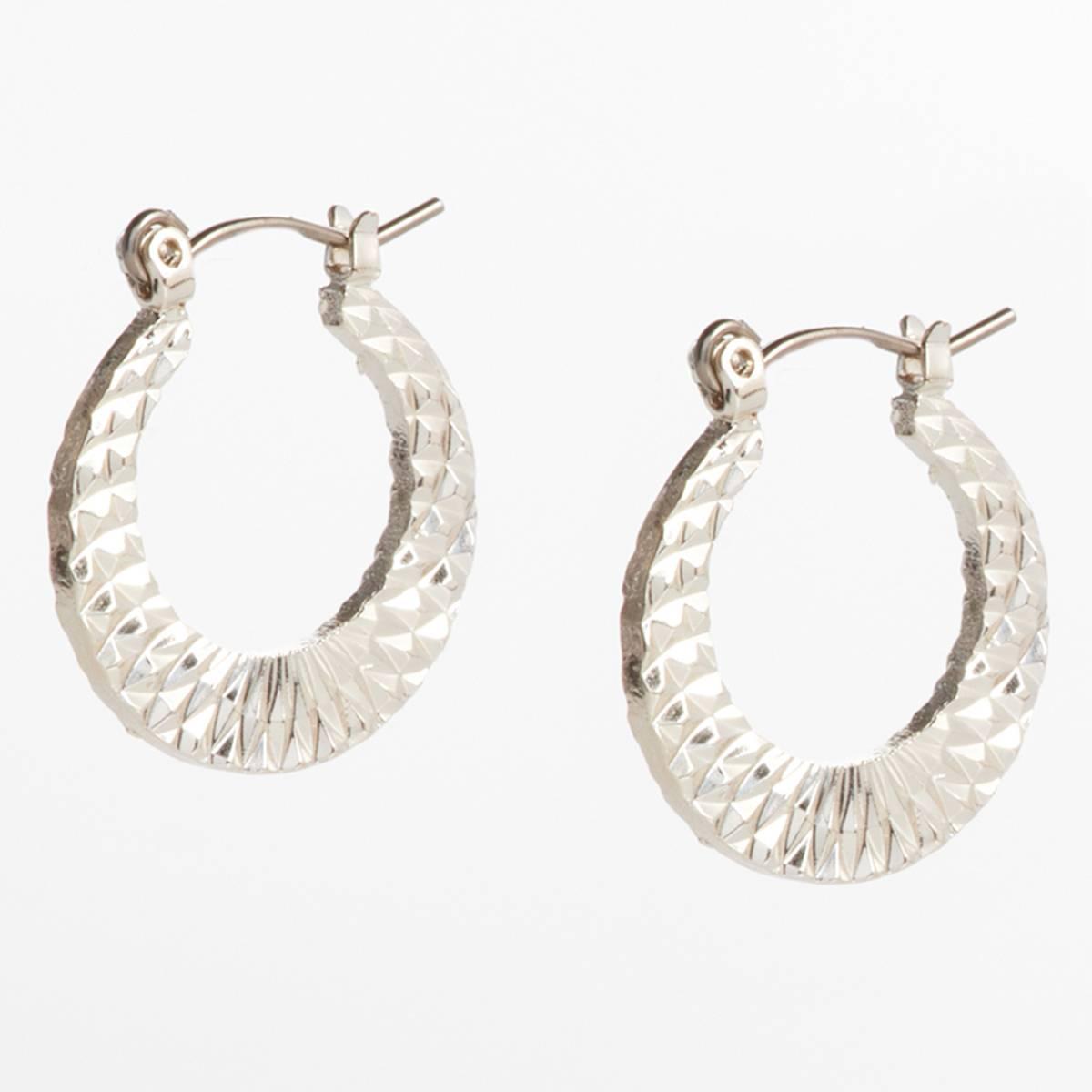 Click here for Design Collection Silver-Tone Textured Hoop Earrin... prices