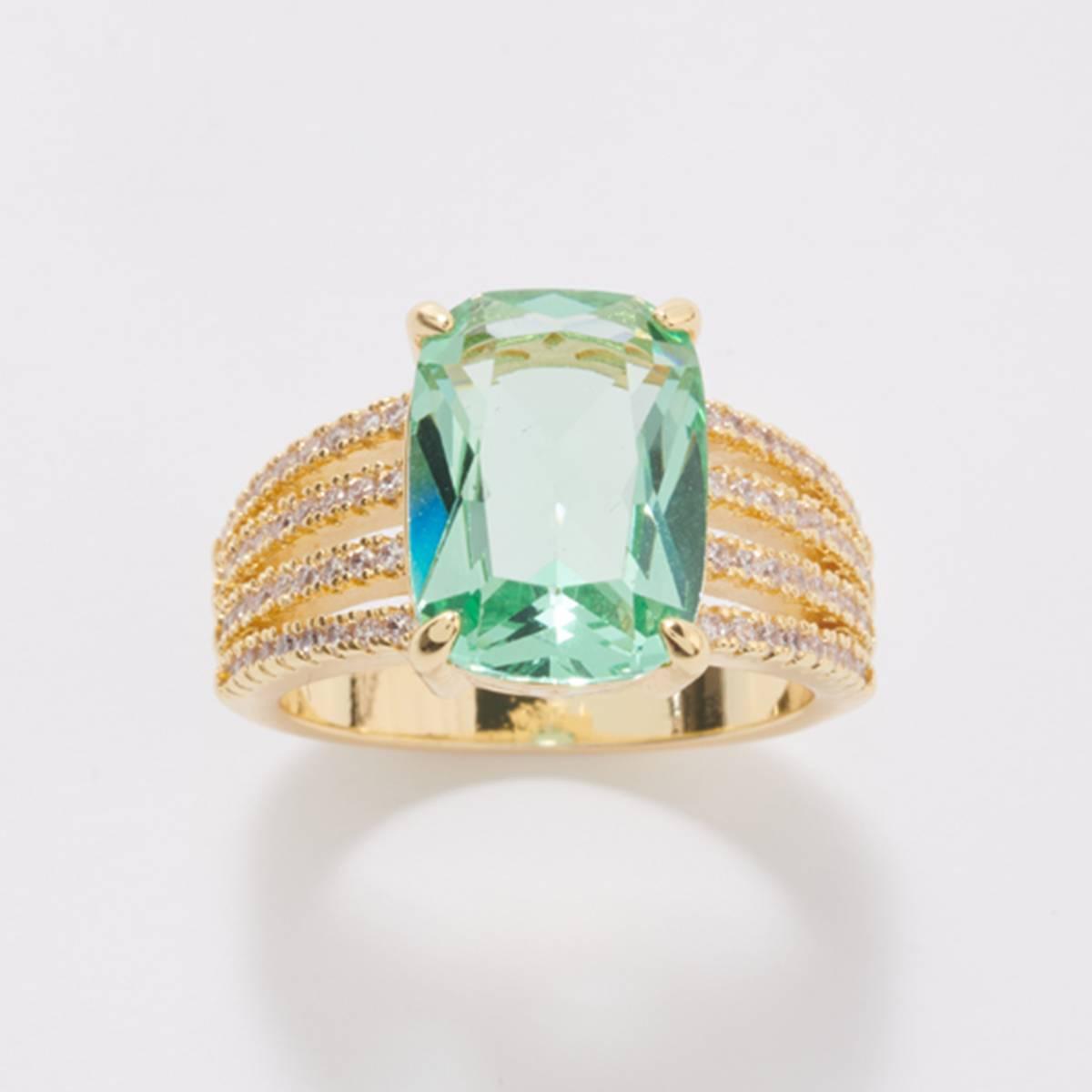 Click here for Ashley Cooper(tm) Gold Emerald Cut Light Green Sto... prices