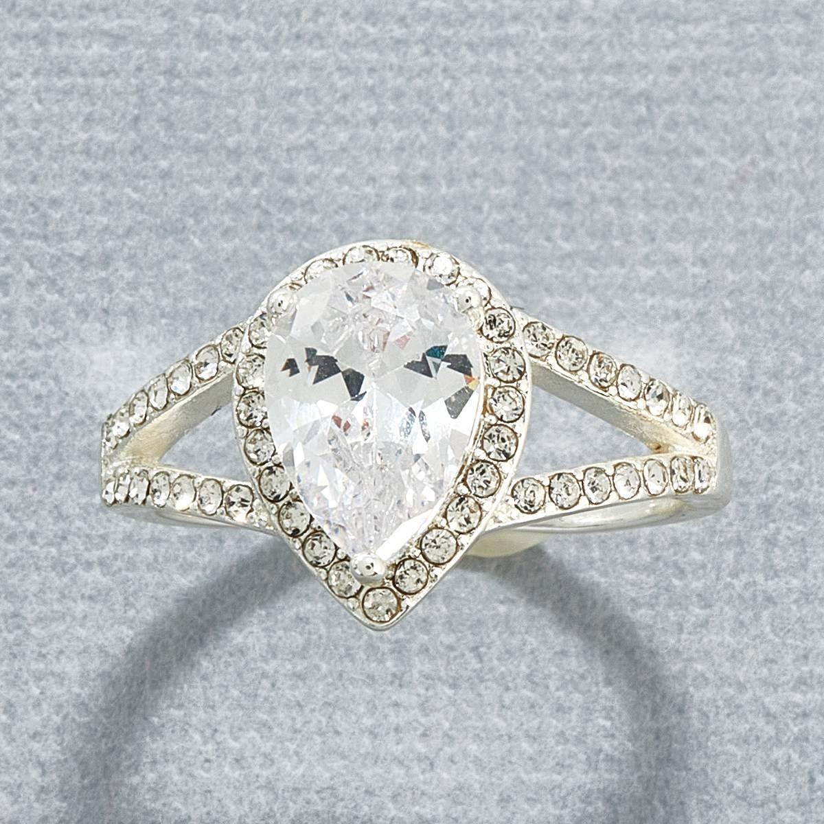 Click here for Ashley Cooper(tm) Silver-Tone Halo Pear CZ Pave St... prices
