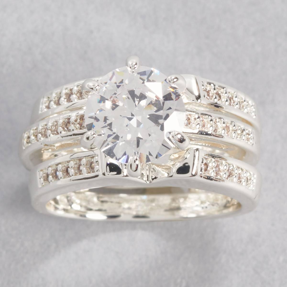 Click here for Ashley Cooper(tm) Silver-Tone CZ & Pave Ring prices