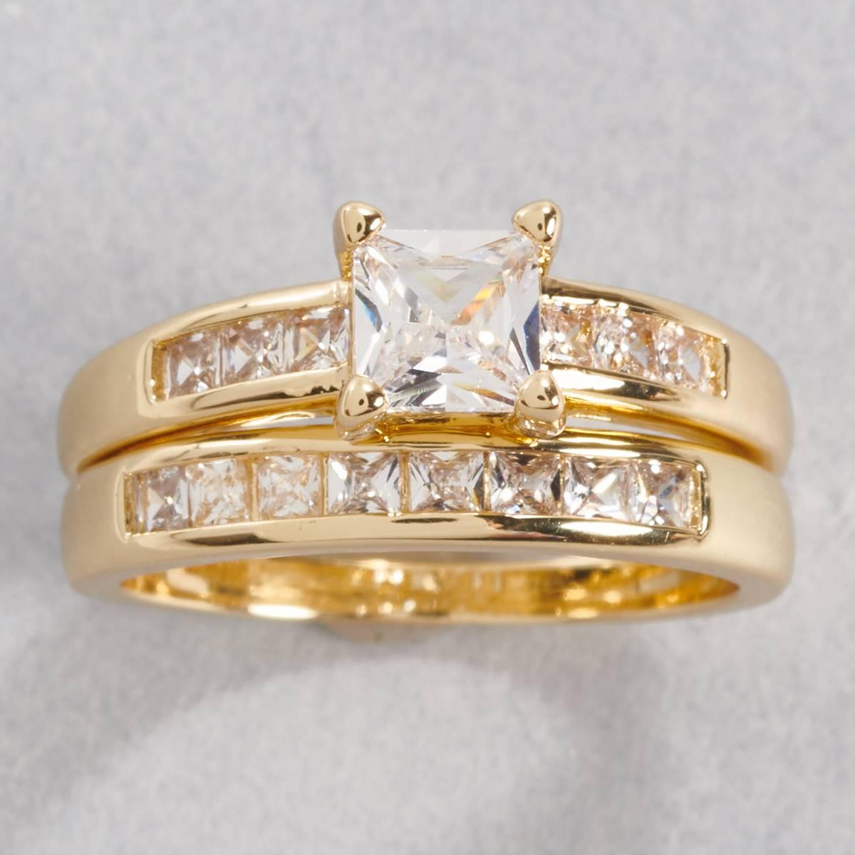 Click here for Ashley Cooper(tm) Gold-Tone Princess Cut Clear Sto... prices