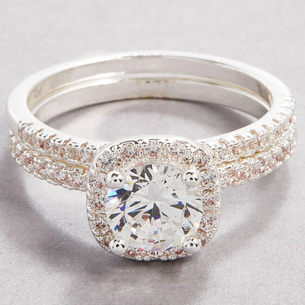 Click here for Ashley Cooper(tm) Silver-Tone Cushion Cut CZ Brida... prices