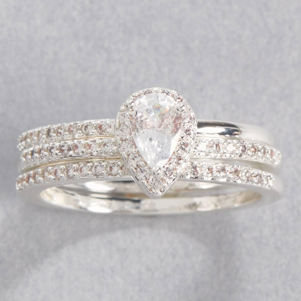 Click here for Ashley Cooper(tm) Silver-Tone Halo Clear Stone Pav... prices