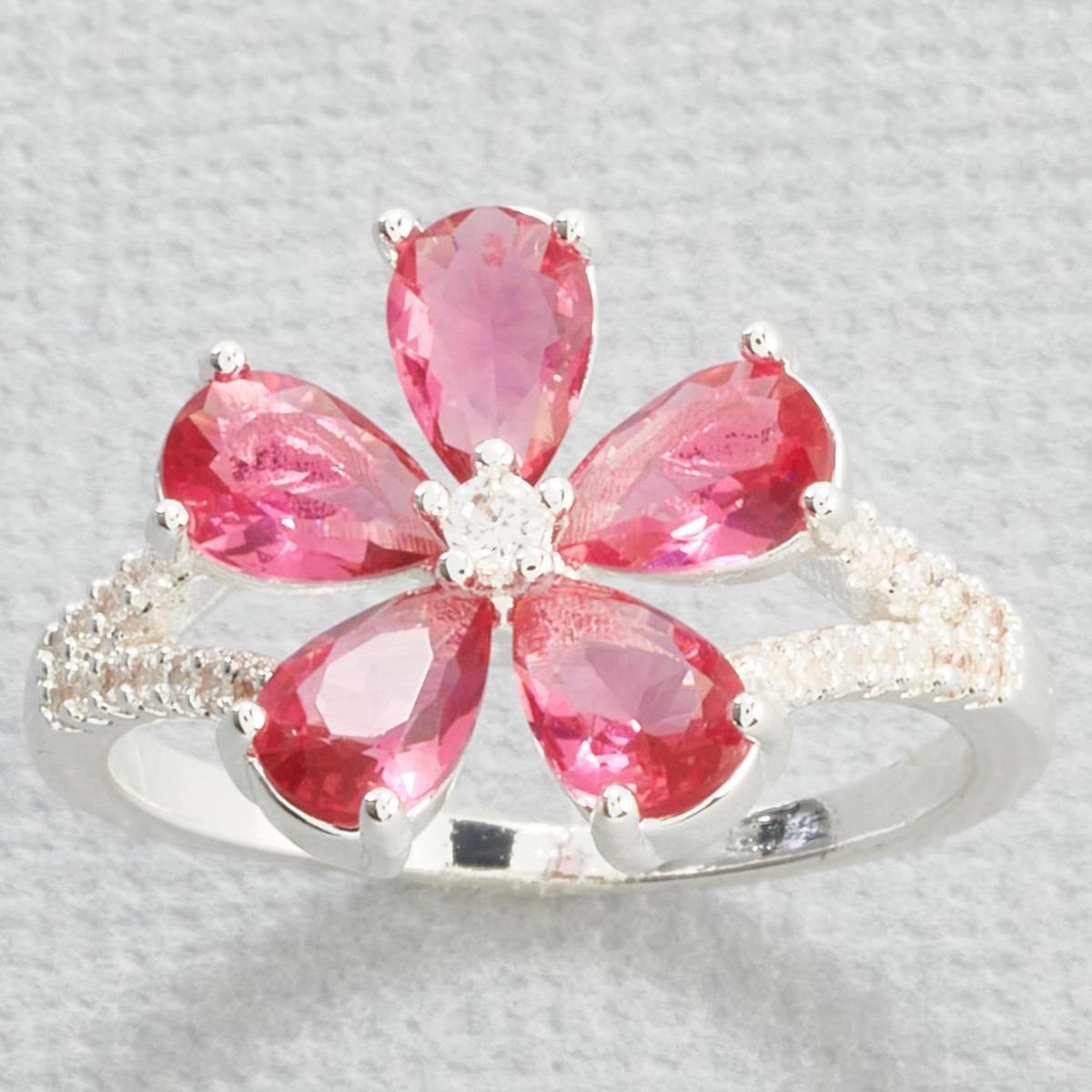 Click here for Ashley Cooper(tm) Silver-Plated Fuchsia CZ Ring prices