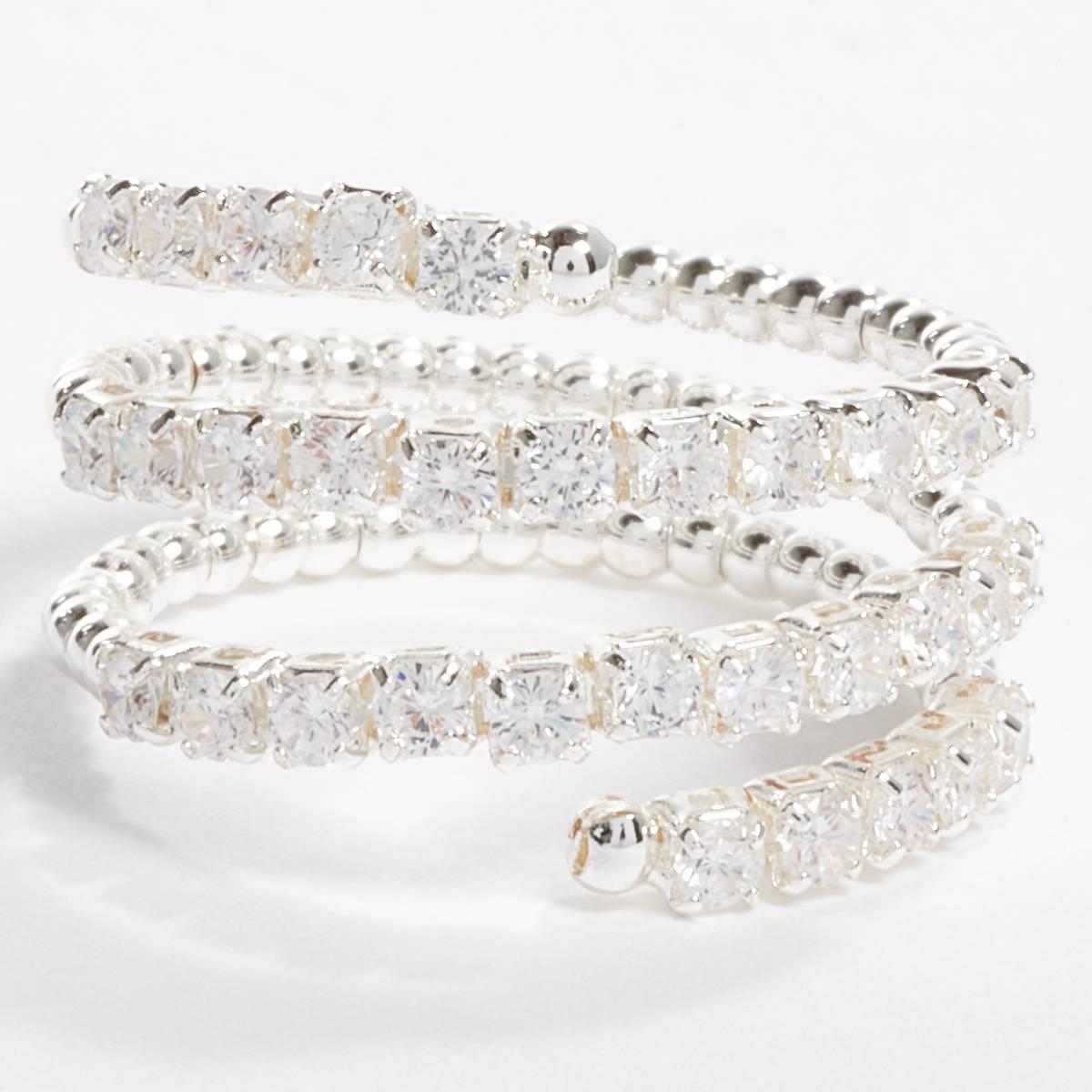 Click here for Ashley Cooper(tm) Silver-Tone CZ Swirl Wrap Ring prices