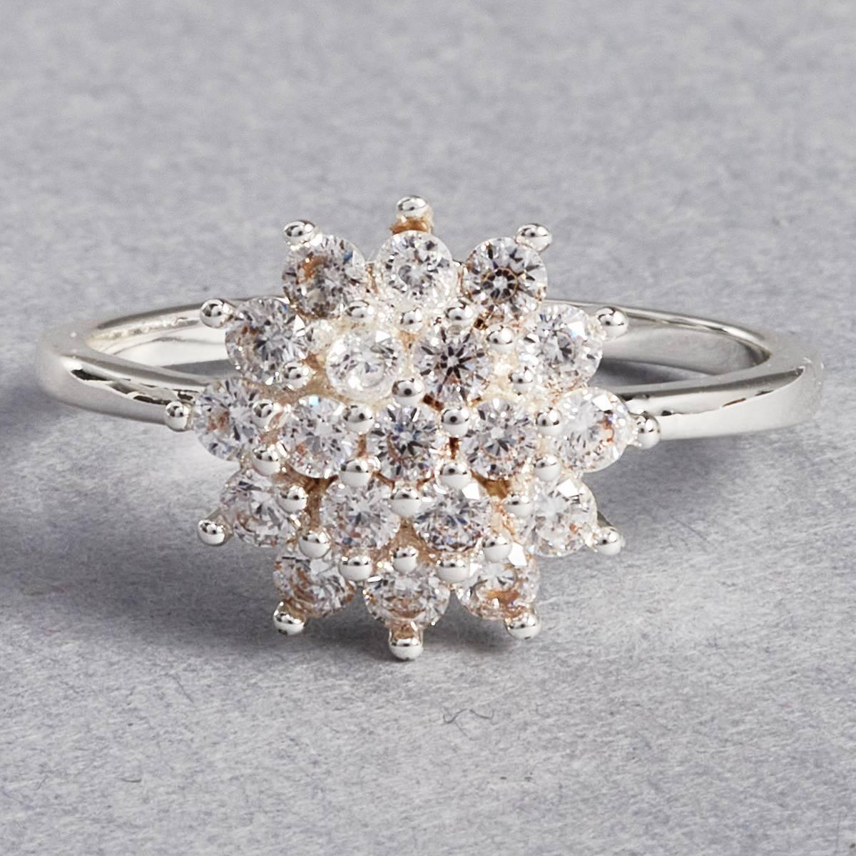 Click here for Ashley Cooper(tm) Silver-Tone Flower CZ Ring prices
