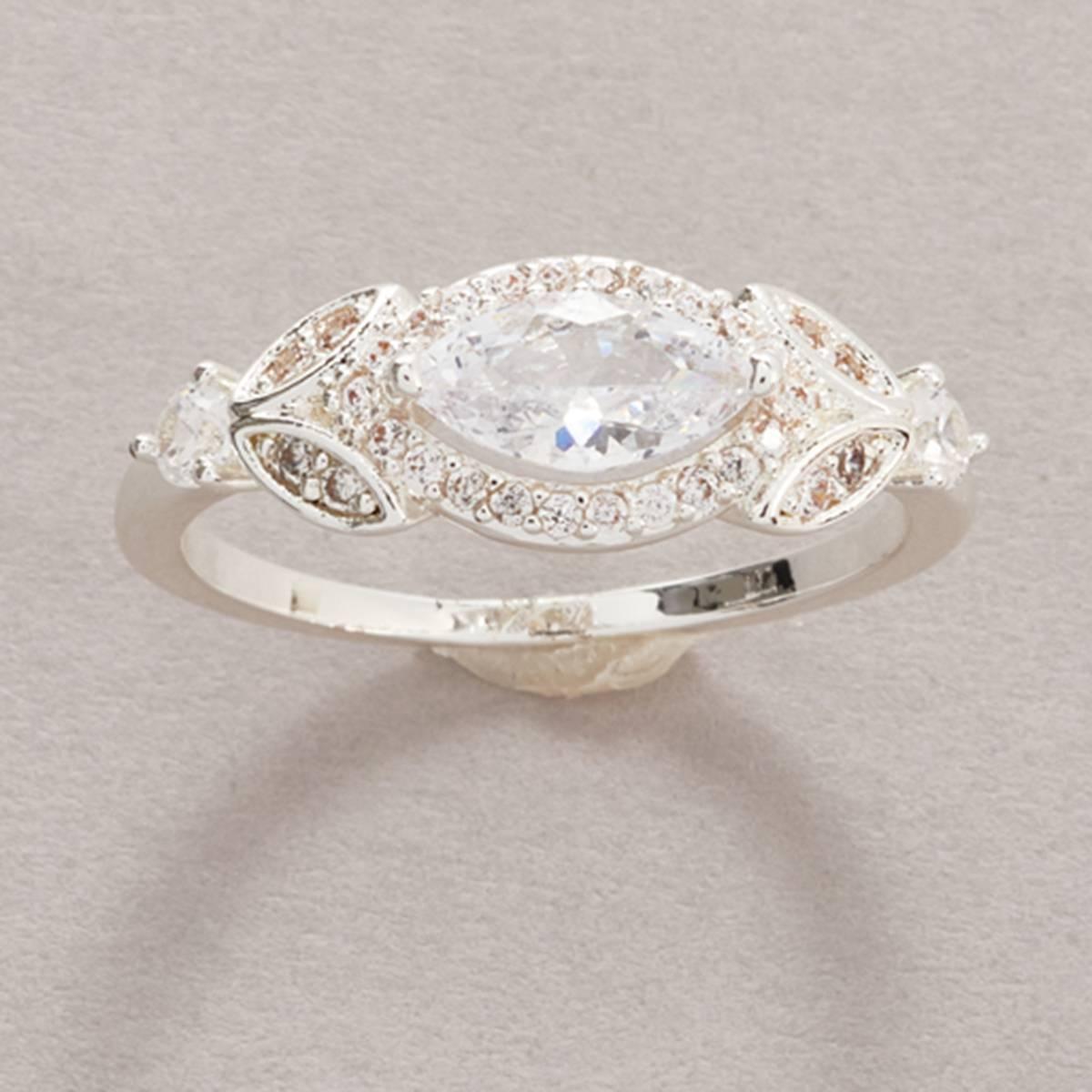 Click here for Ashley Cooper(tm) Silver-Tone East West CZ Oval Ri... prices