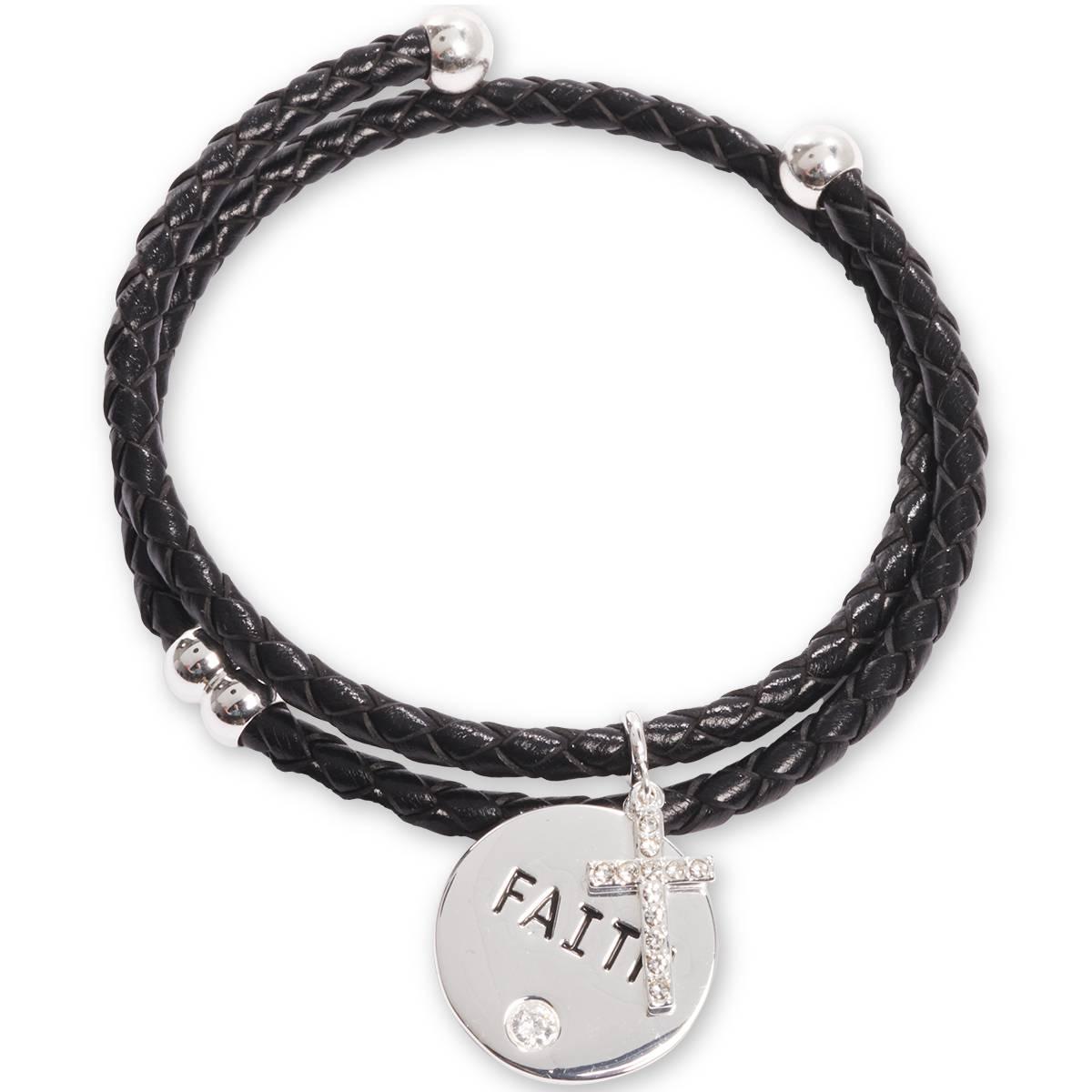 Click here for Beautiful Blessings Black Leather Coil Bracelet wi... prices