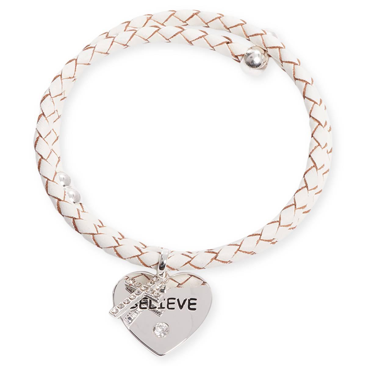 Click here for Beautiful Blessings White Leather Coil Bracelet w/... prices