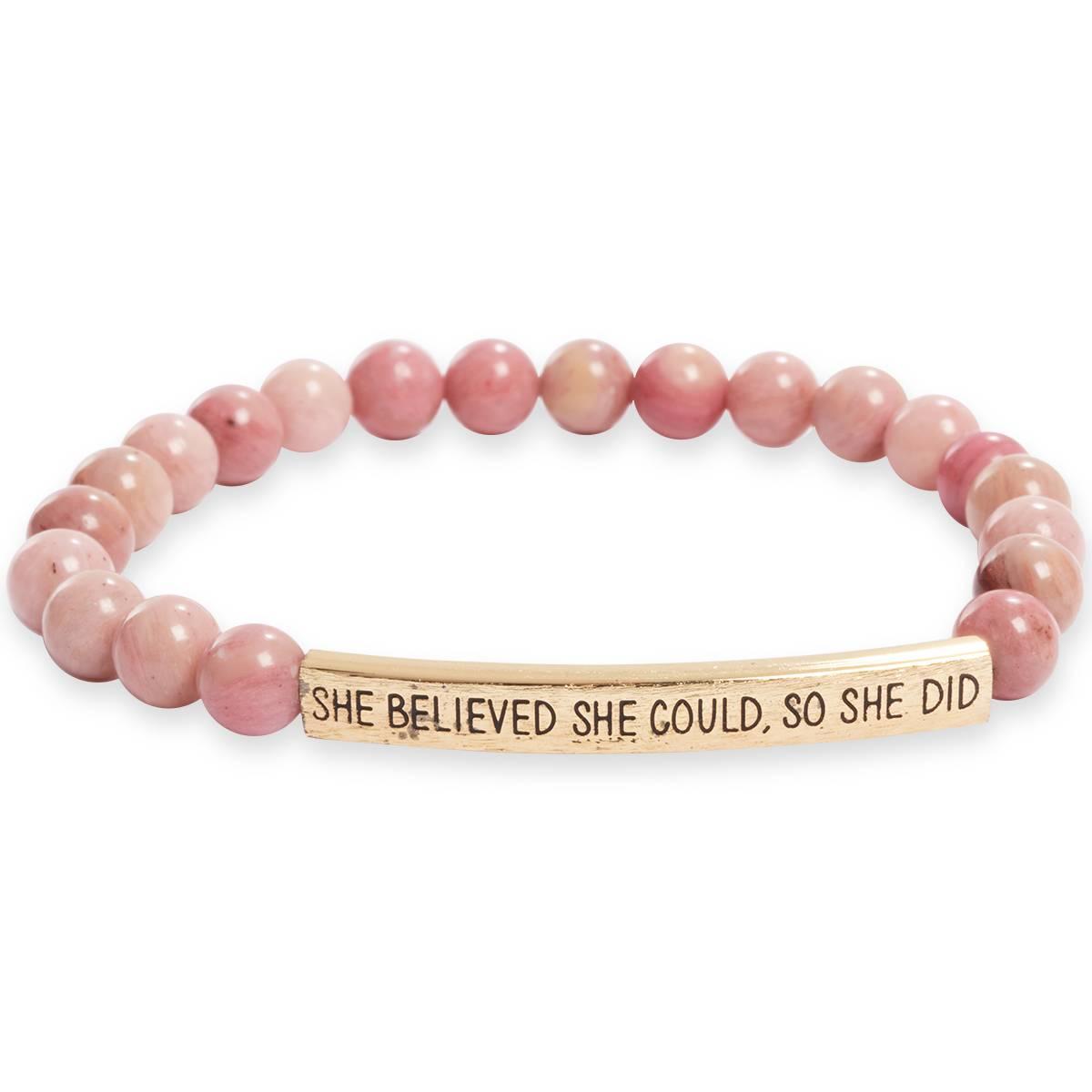 Click here for Beautiful Blessings She Believed Bar Rose Beaded S... prices