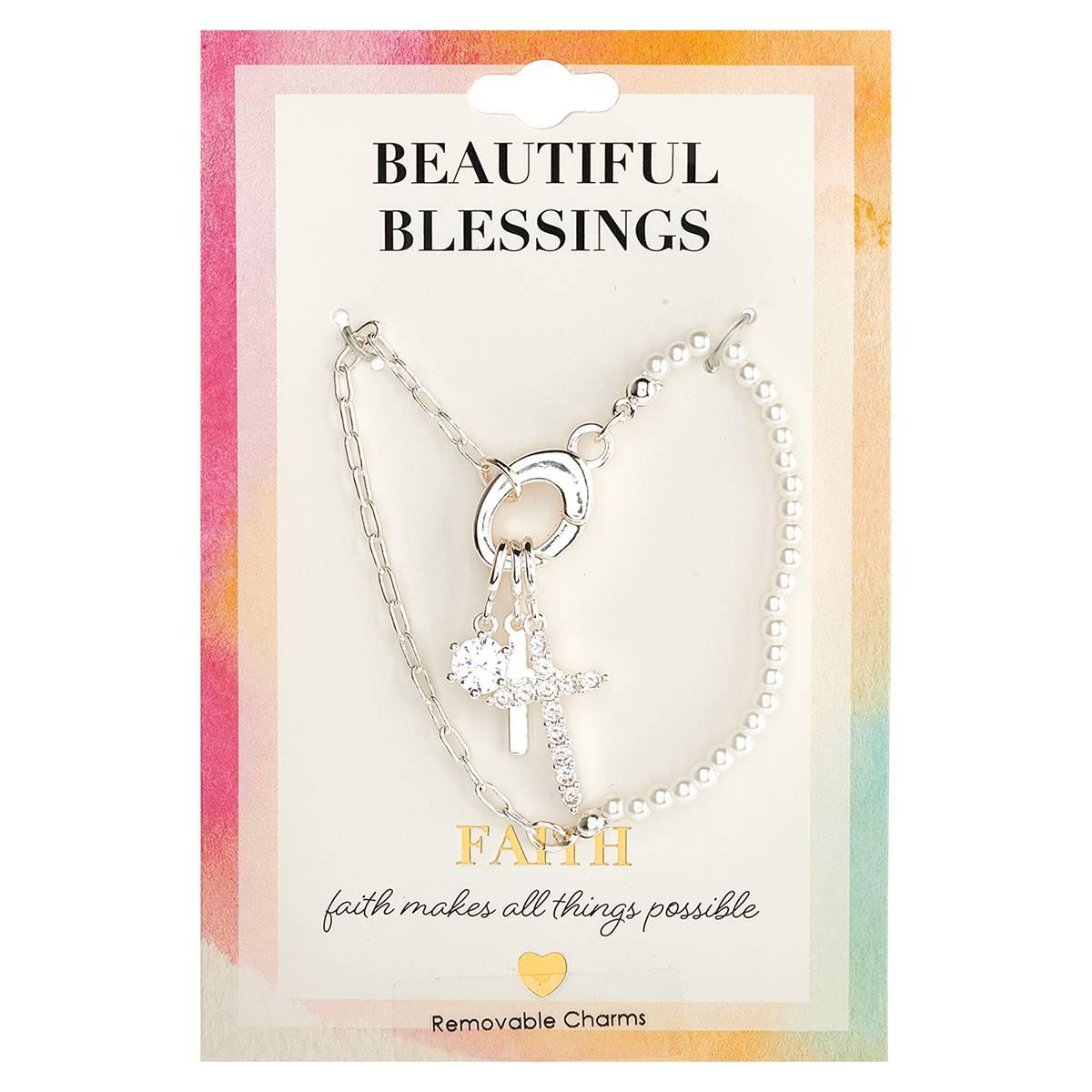Click here for Beautiful Blessings Cross Charm CZ Bracelet prices