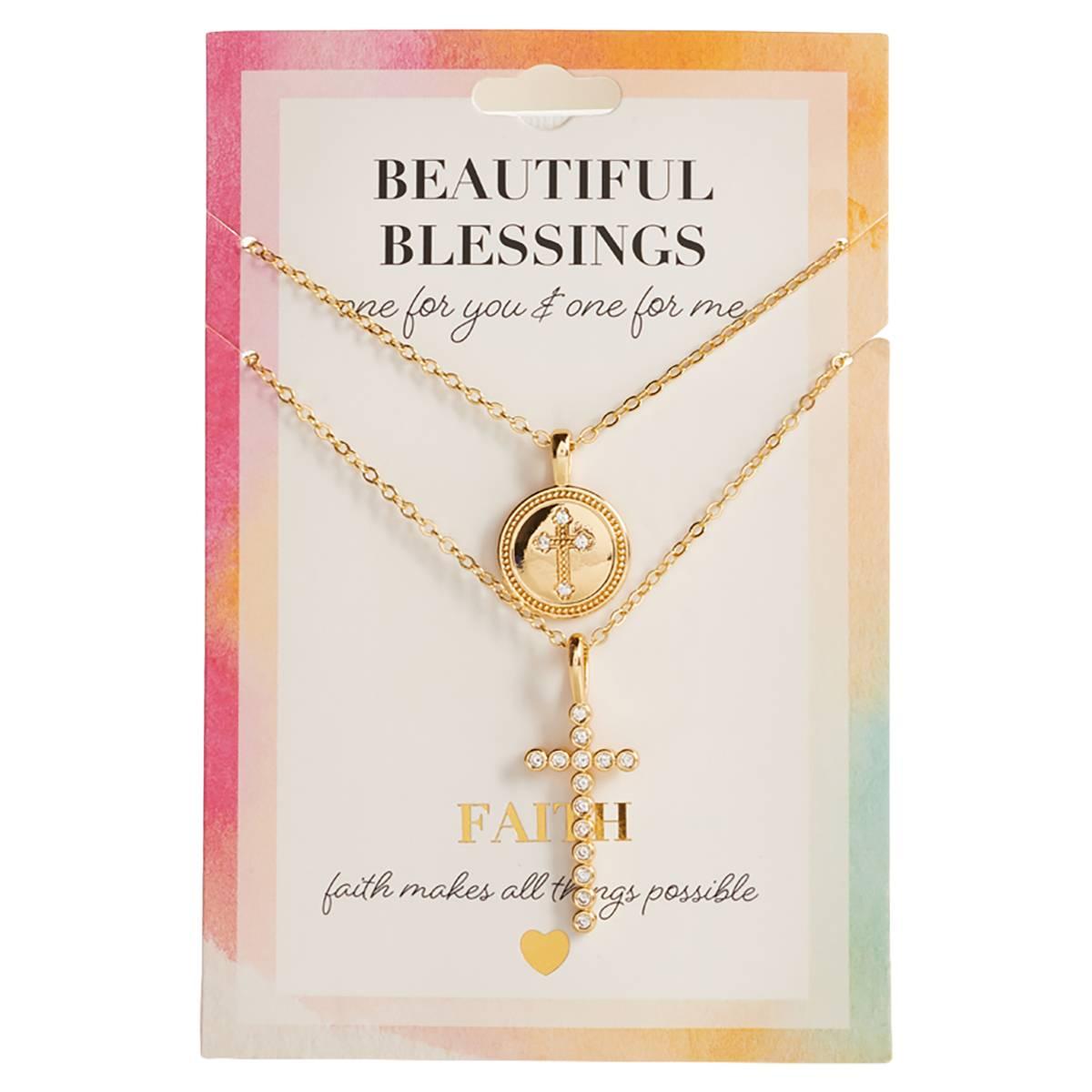 Click here for Beautiful Blessings 16 Gold-Tone Cross Medallion C... prices