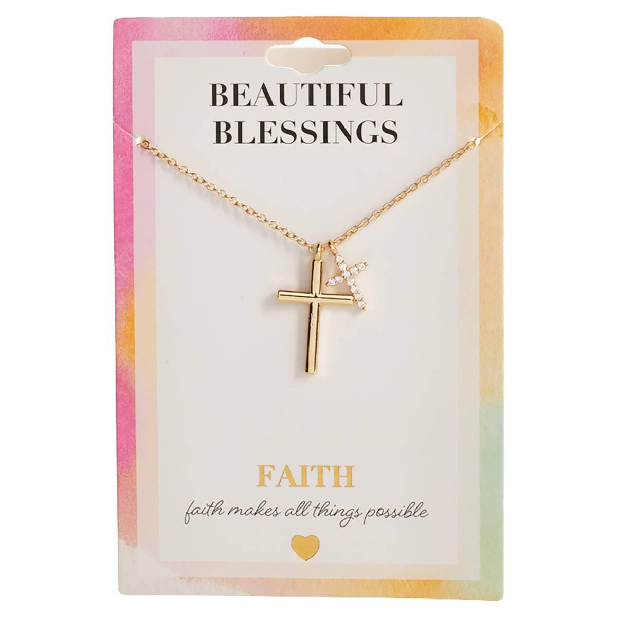 Click here for Beautiful Blessings Gold-Tone CZ Double Cross Neck... prices