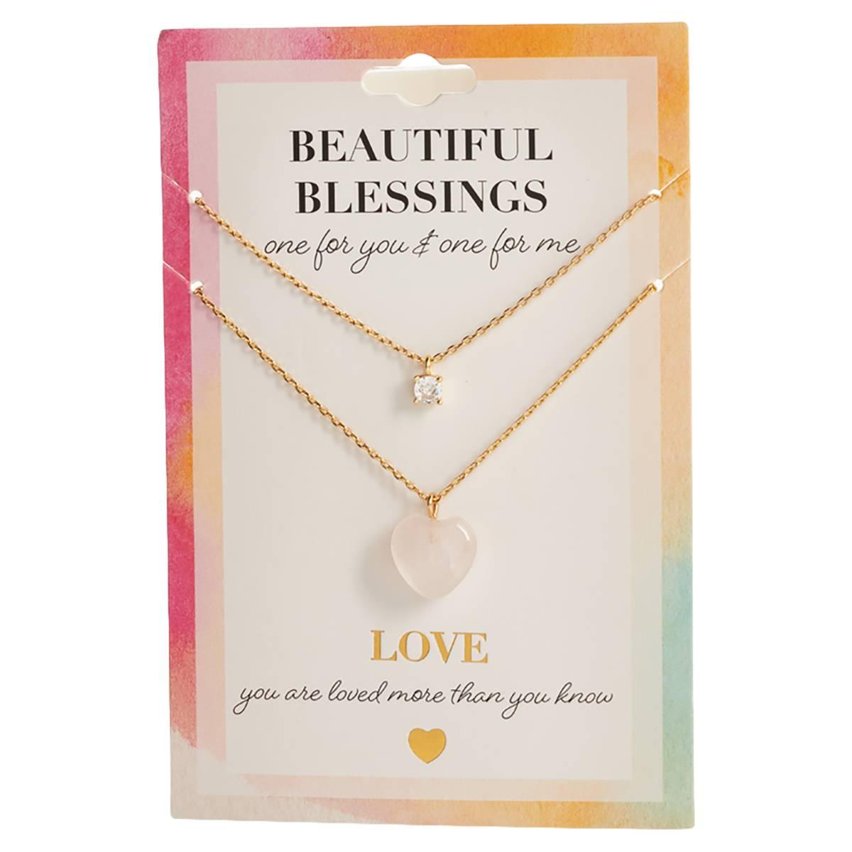 Click here for Beautiful Blessings Rose Quartz Stone Heart Neckla... prices