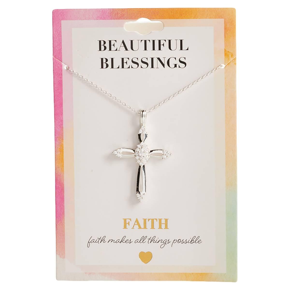 Click here for Beautiful Blessings Silver-Tone CZ Marquis Cross N... prices