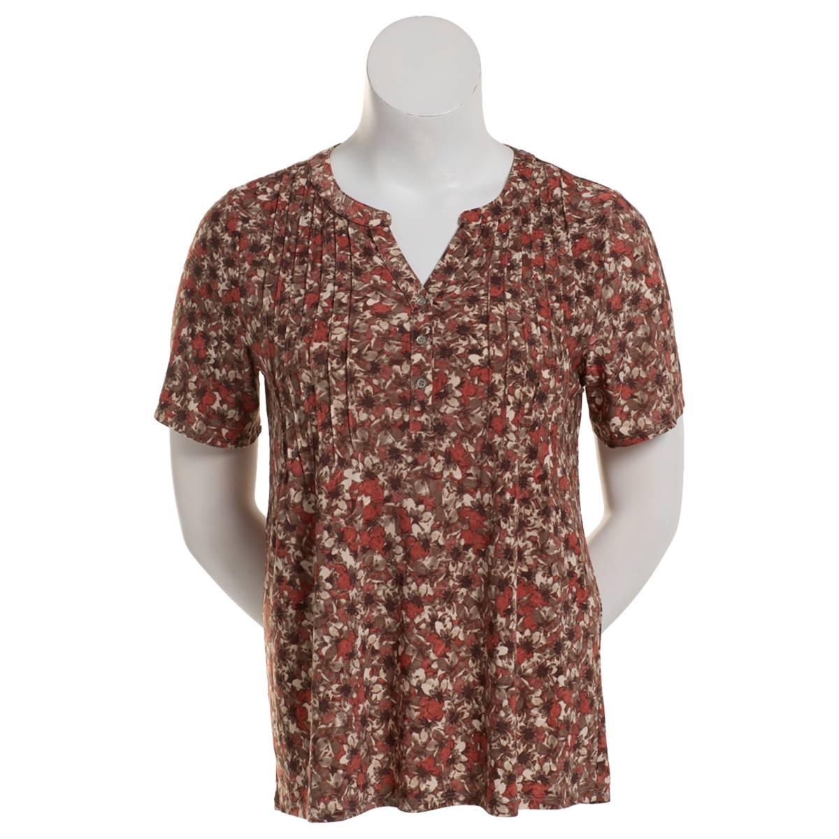 Click here for Plus Size Napa Valley Short Sleeve Camo Floral Kni... prices
