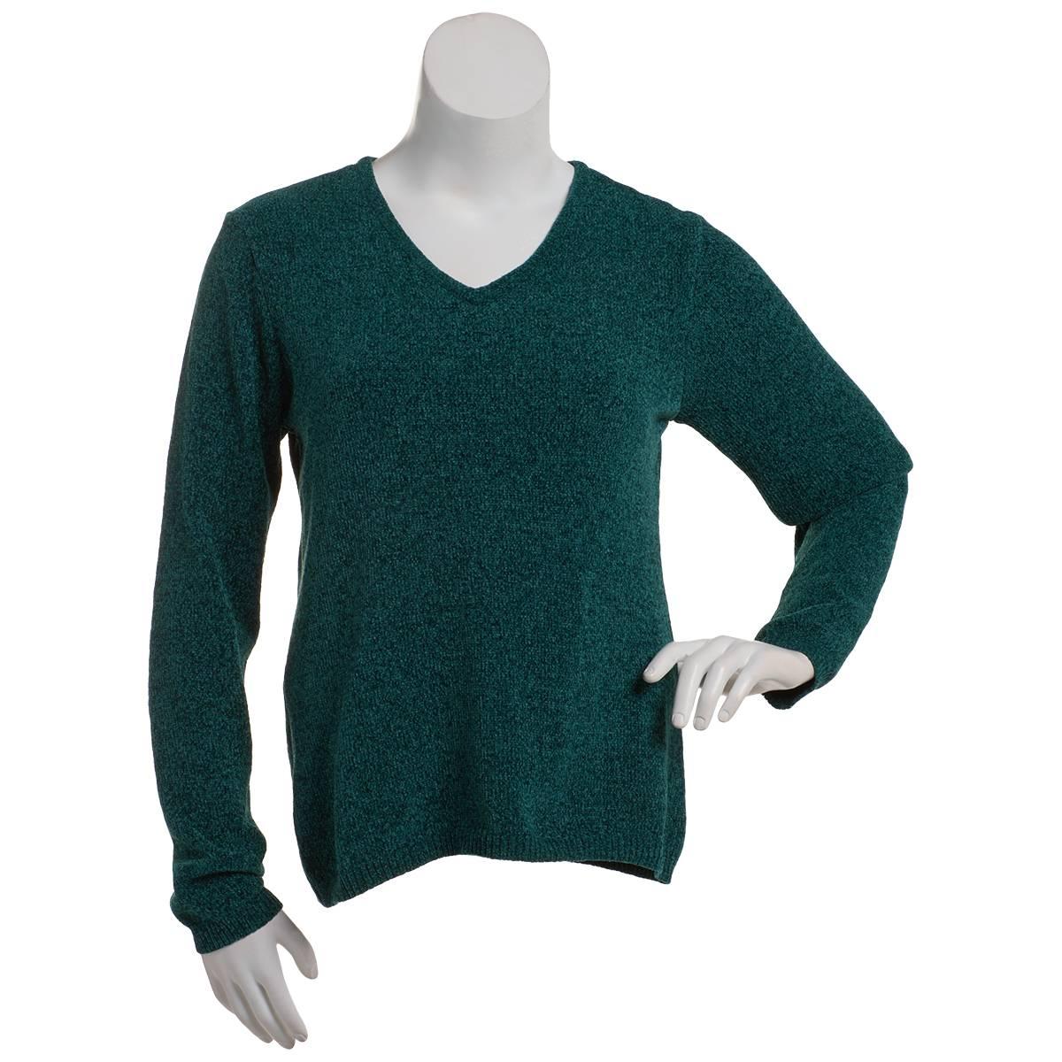 Click here for Petite Napa Valley Long Sleeve V-Neck Solid Chenil... prices