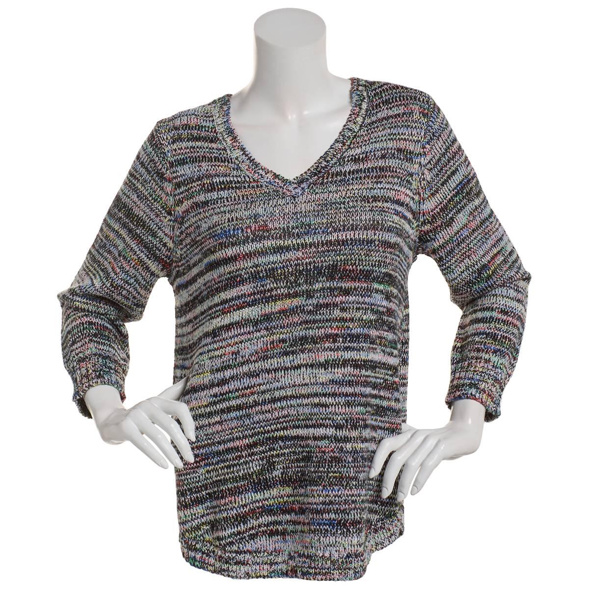 Click here for Petite Napa Valley 3/4 Sleeve Marled V-Neck Round... prices