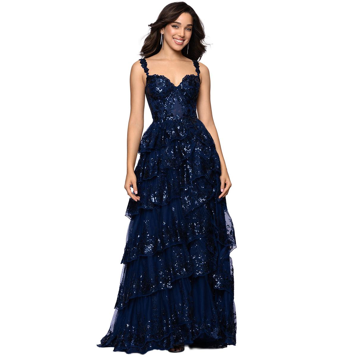 Click here for Juniors Blondie Nites Sequin Mesh Tiered A-Line Dr... prices