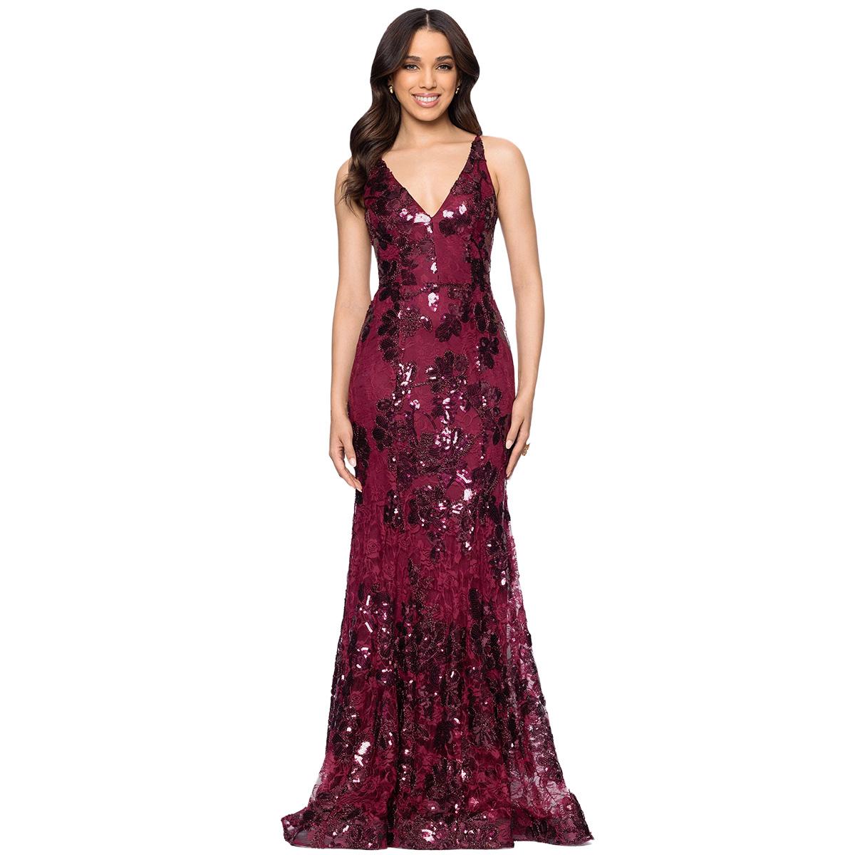 Click here for Juniors Blondie Nites Sequin V-Neck Mermaid Sheath... prices