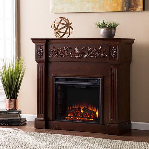 Click here for Southern Enterprises Carved Electric Fireplace prices