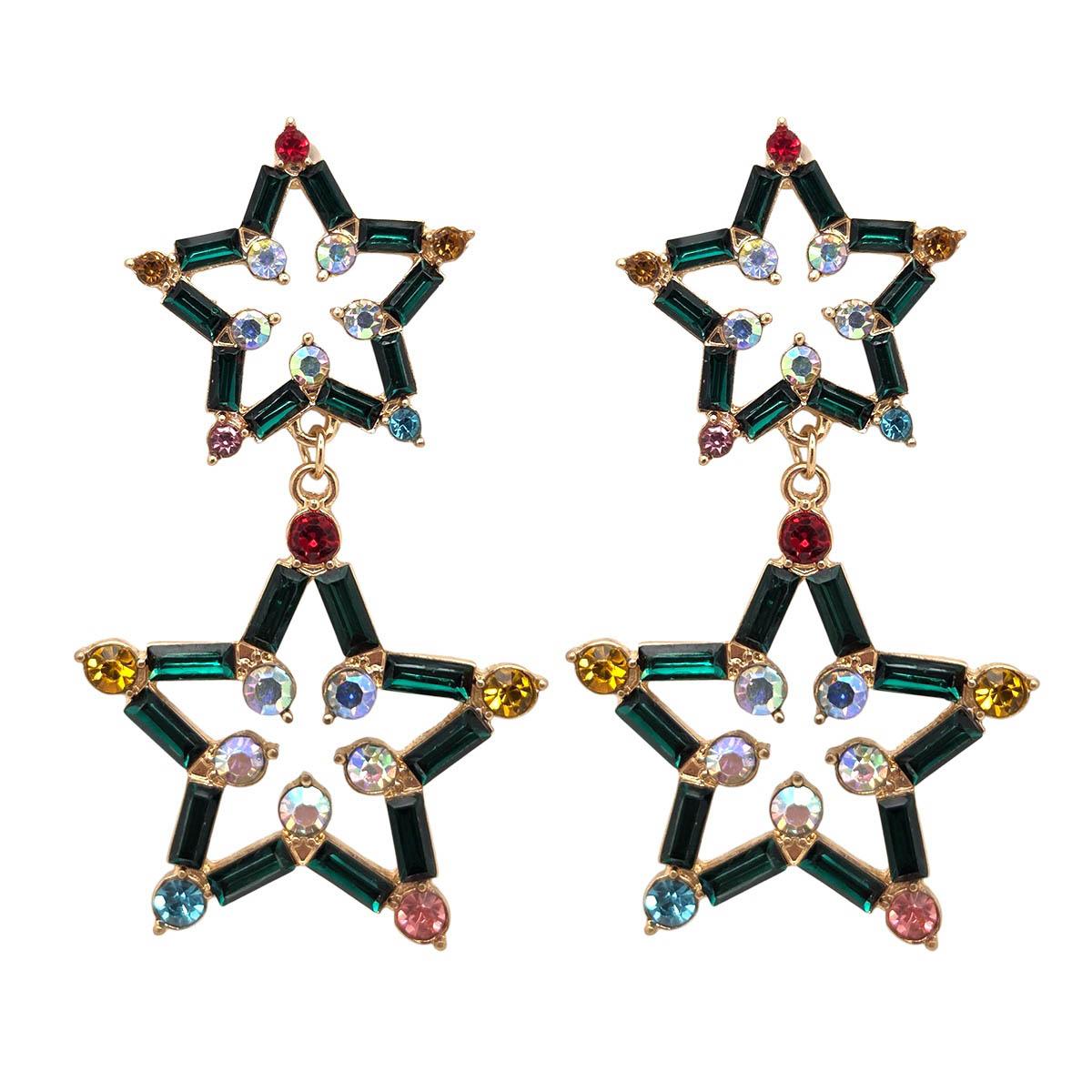 Click here for Multi Stone Cut Out Stars Drop Earrings prices