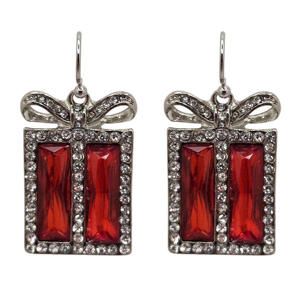 Click here for Red Stone Crystal Present Drop Earrings prices