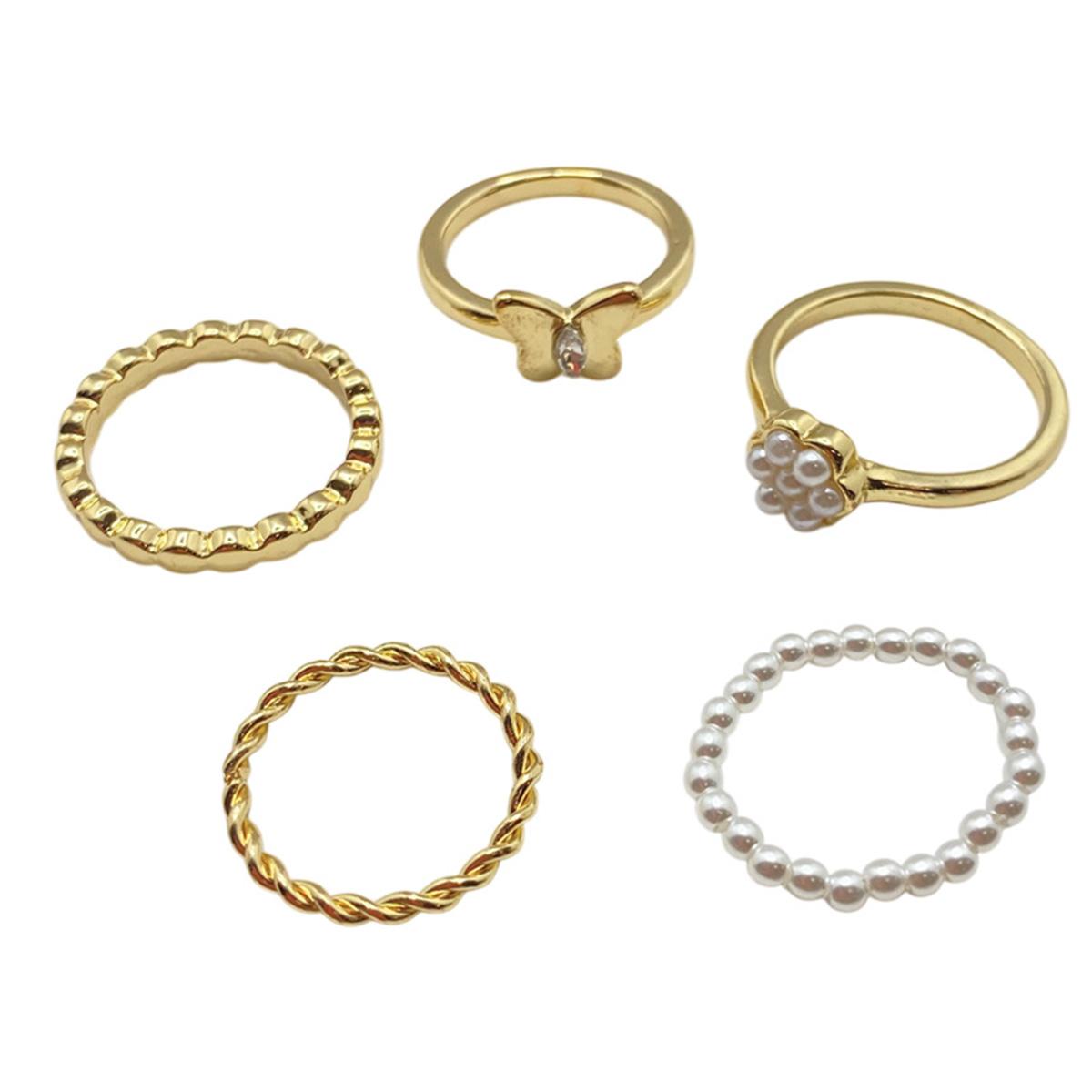 Click here for Ashley 5pc. Gold-Tone Butterfly Heart Ring Set prices