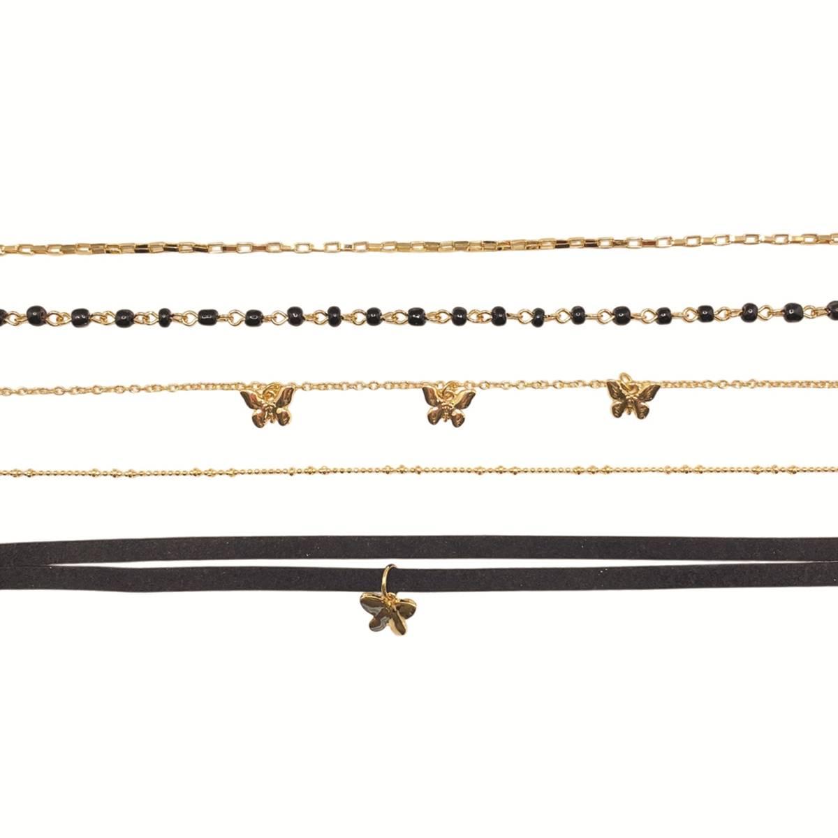 Click here for Ashley Gold 5pc. Butterfly Charm Choker Set prices