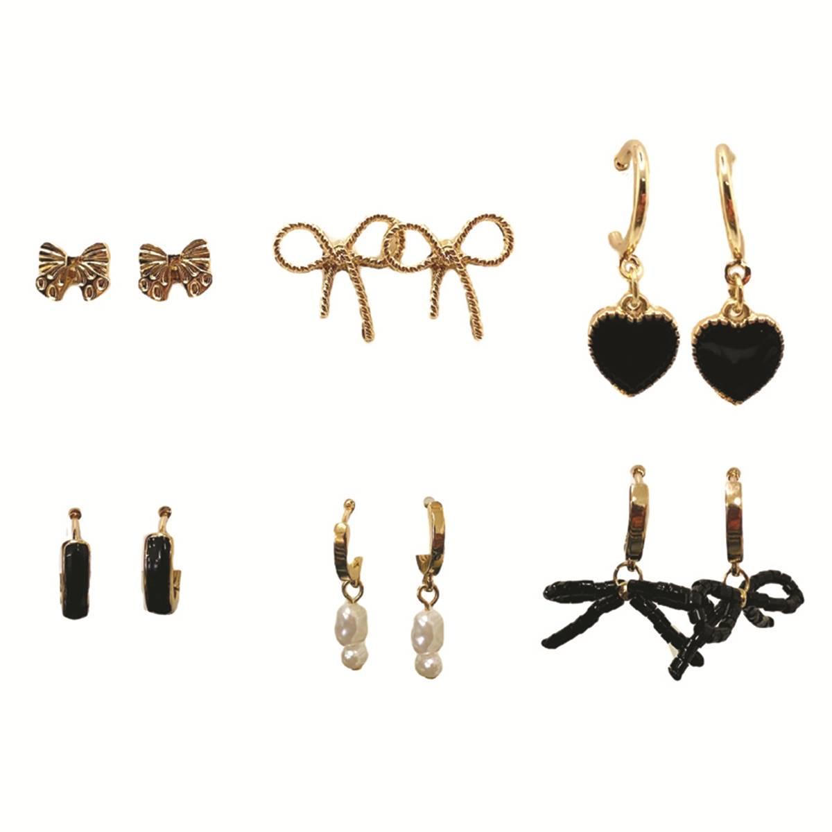 Click here for Ashley Gold & Jet  6pr. Bow & Heart Drop and Stud... prices
