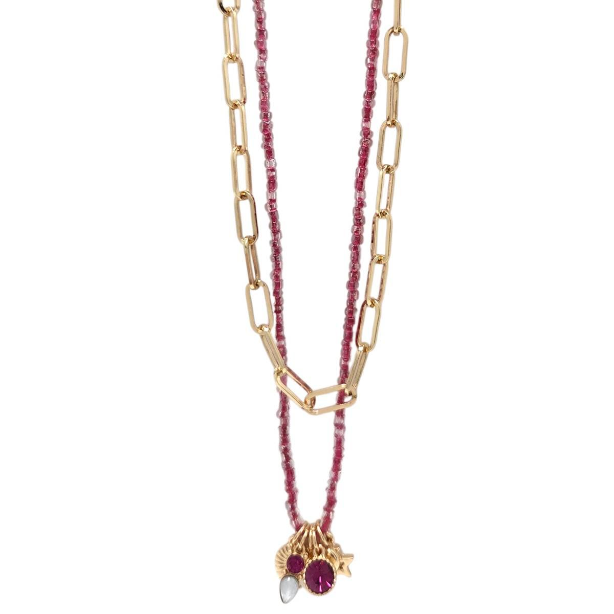 Click here for Ashley Gold-Tone Cable Chain Necklace w/ Pink Seed... prices