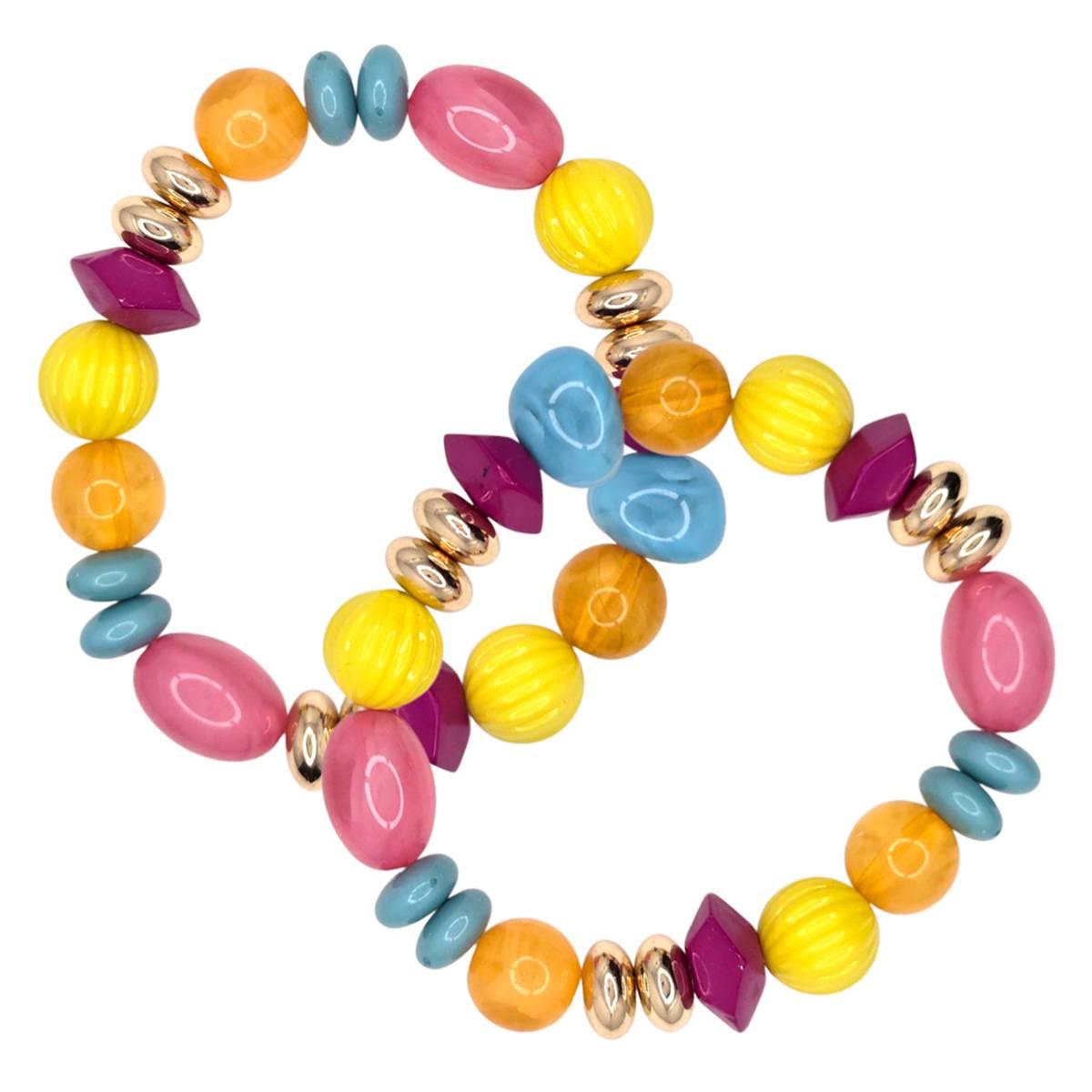 Click here for Ashley Cooper(tm) 2pc. Gold Multi-Color Bead Stret... prices