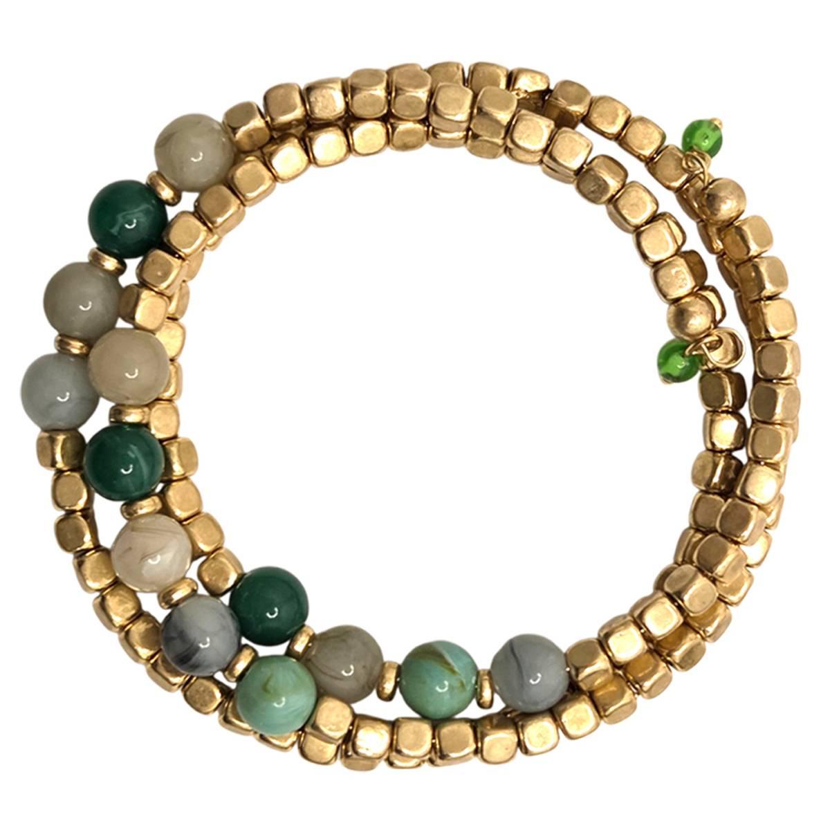 Click here for Ashley Cooper(tm) Cream/Green Swirl Coil Bracelet prices
