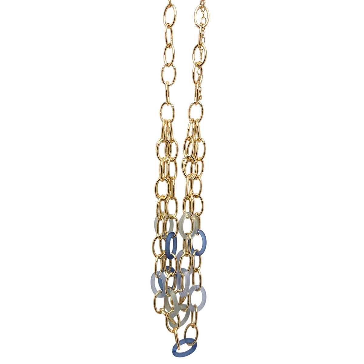 Click here for Ashley Cooper(tm) Gold-Tone Blue Hue 3-Row Chain N... prices