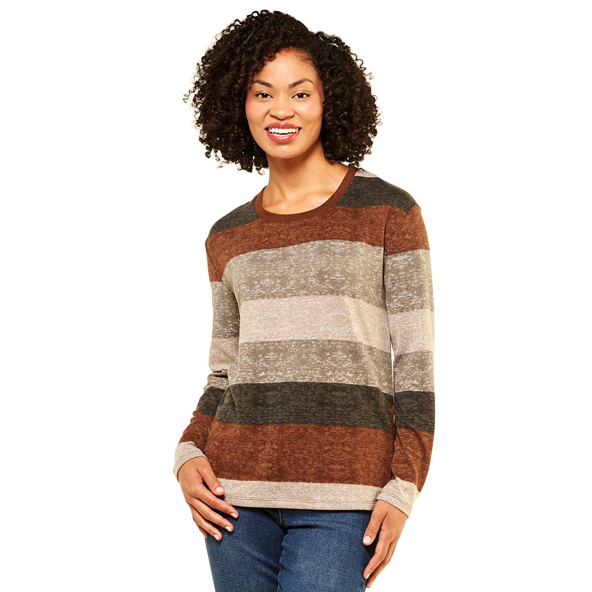 Click here for Womens Tru Self Long Sleeve Striped Button Detaile... prices