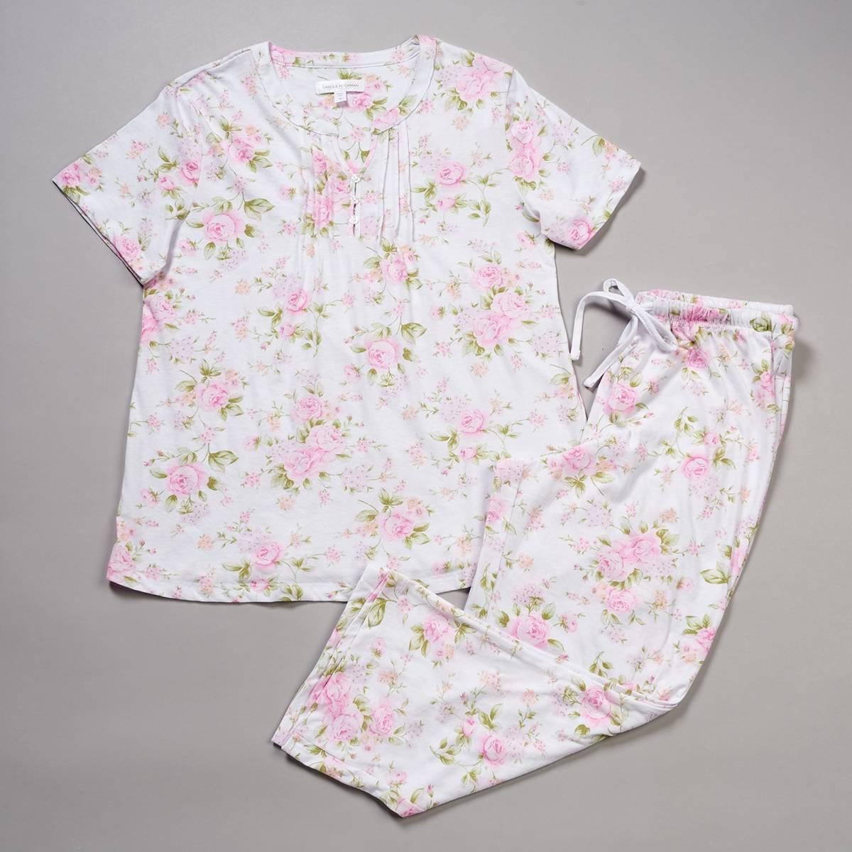 Click here for Petite Carole Hochman Short Sleeve Floral Capri Pa... prices