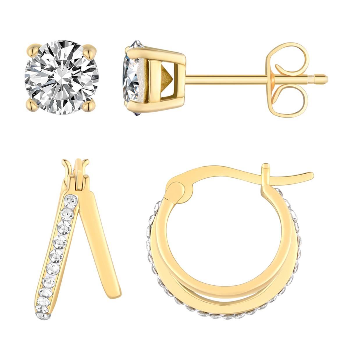Click here for Candela Gold over Sterling Silver Crystal Stud & H... prices