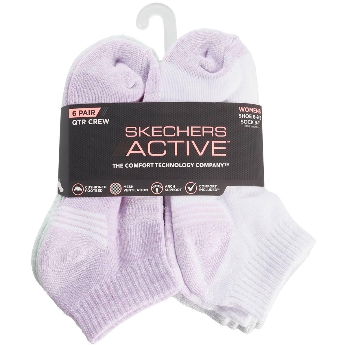 Click here for Womens Skechers 6pk. Half-Terry Quarter Crew Socks prices