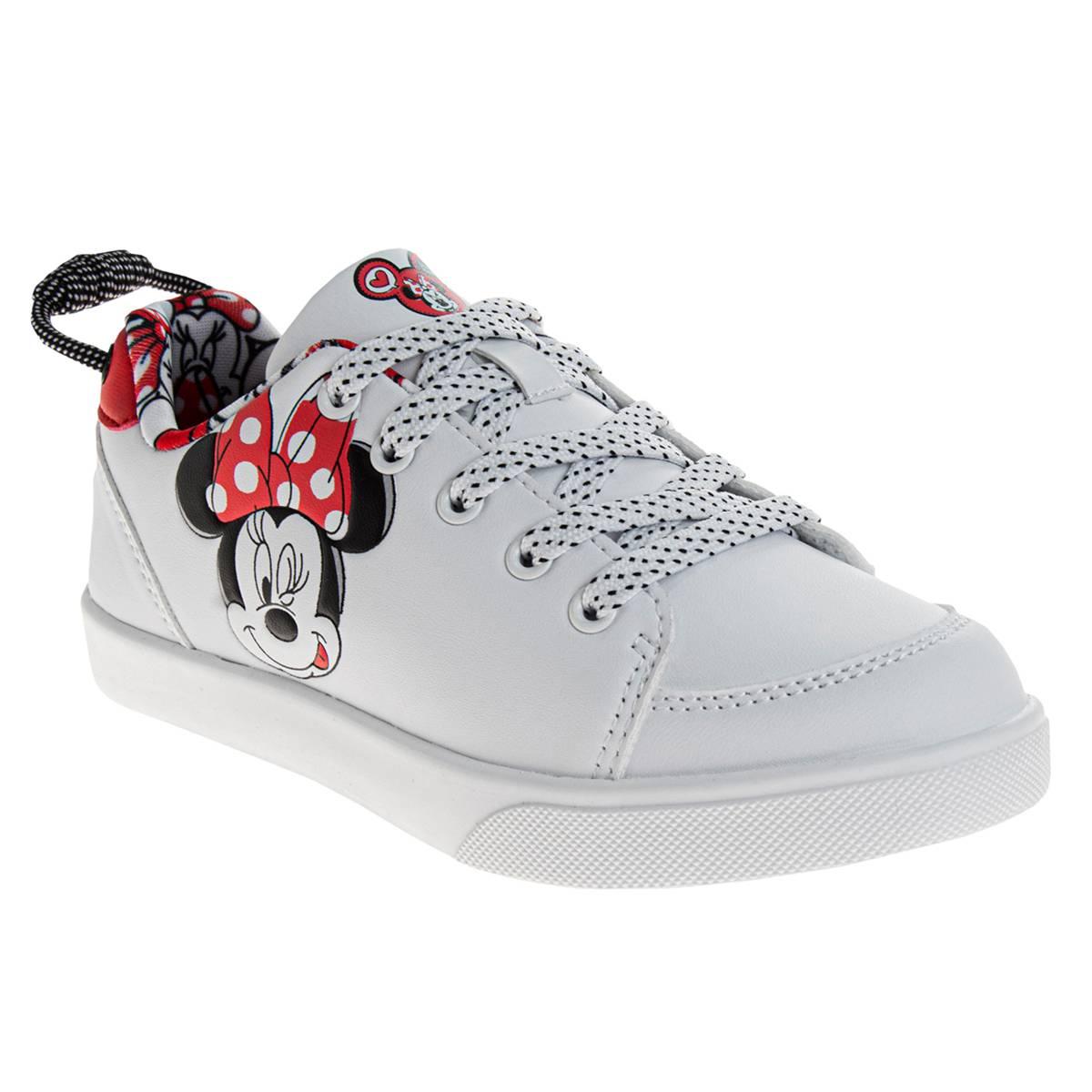 Disney Little and Big Girls Minnie Mouse Lace Up Sneakers - White  Red