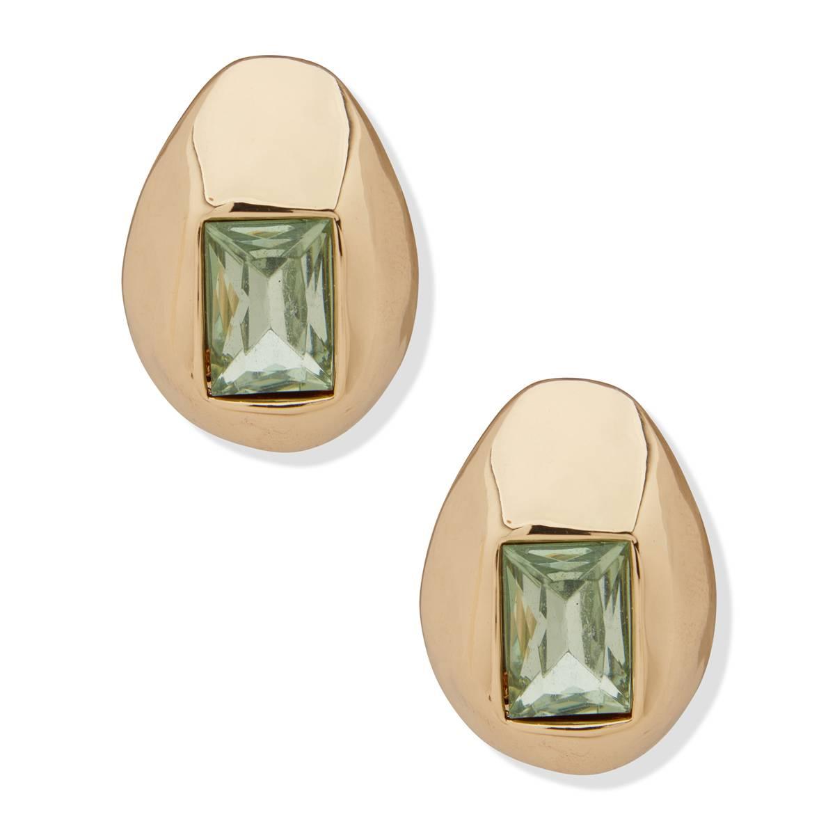 Click here for Nine West 24mm Gold-Tone Erinite Geode Huggie Post... prices