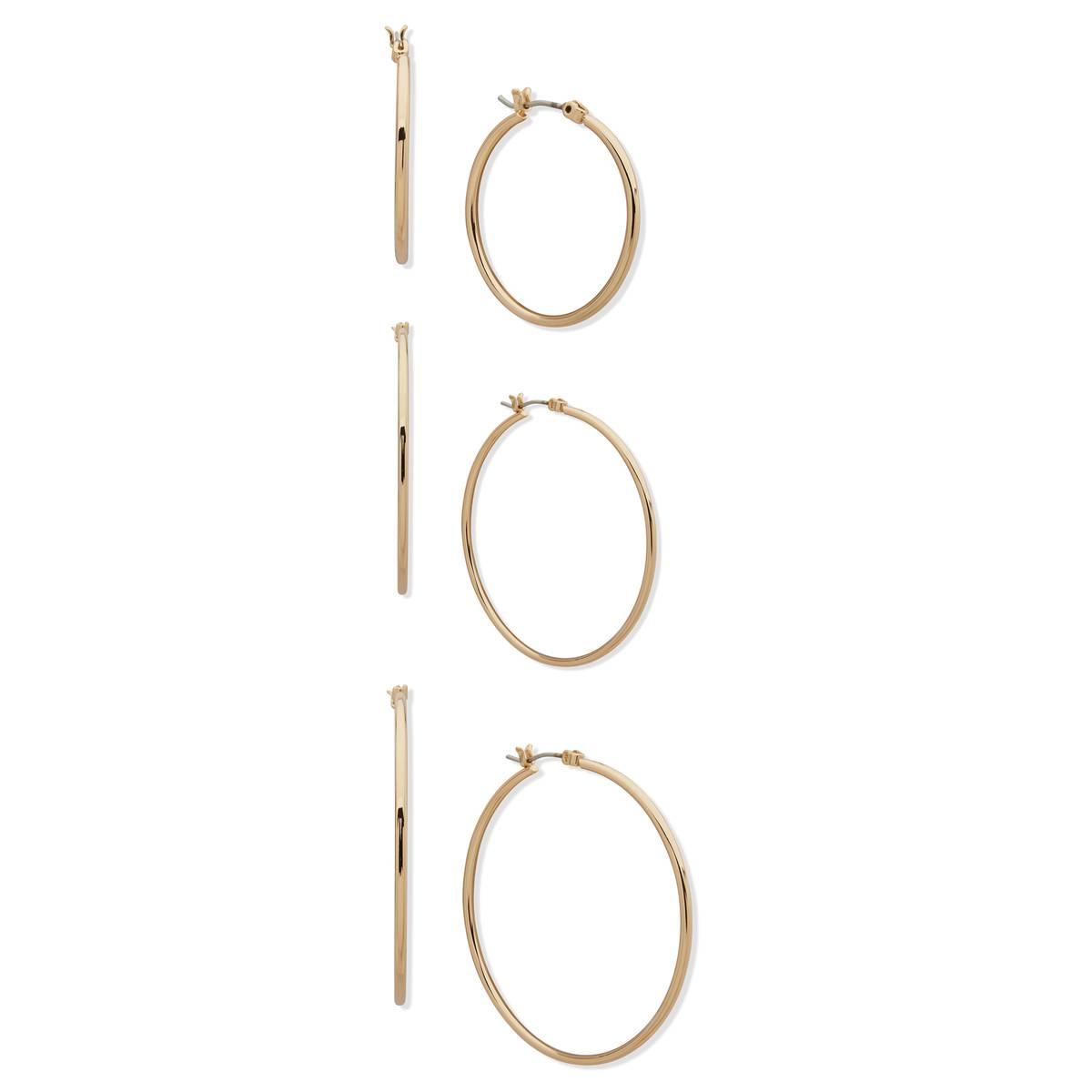 Click here for Nine West 28mm/34mm/44mm Gold-Tone Hoop Trio Earri... prices