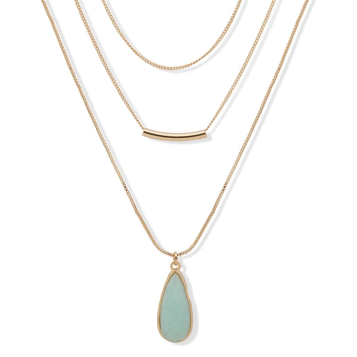 Click here for Nine West Gold-Tone & Mint Pendant Multi-Strand Ne... prices