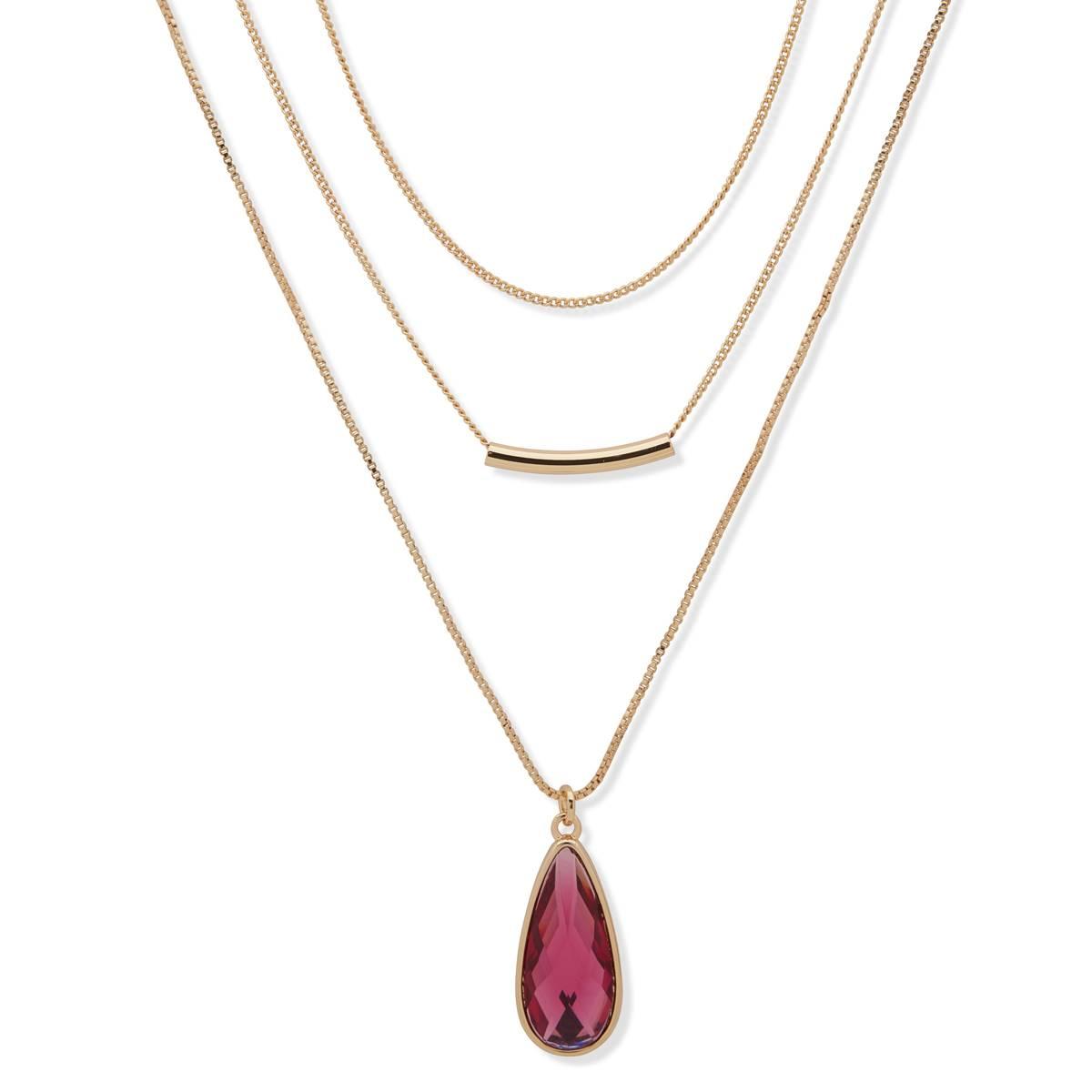 Click here for Nine West Gold-Tone & Fuchsia Pendant Multi-Strand... prices