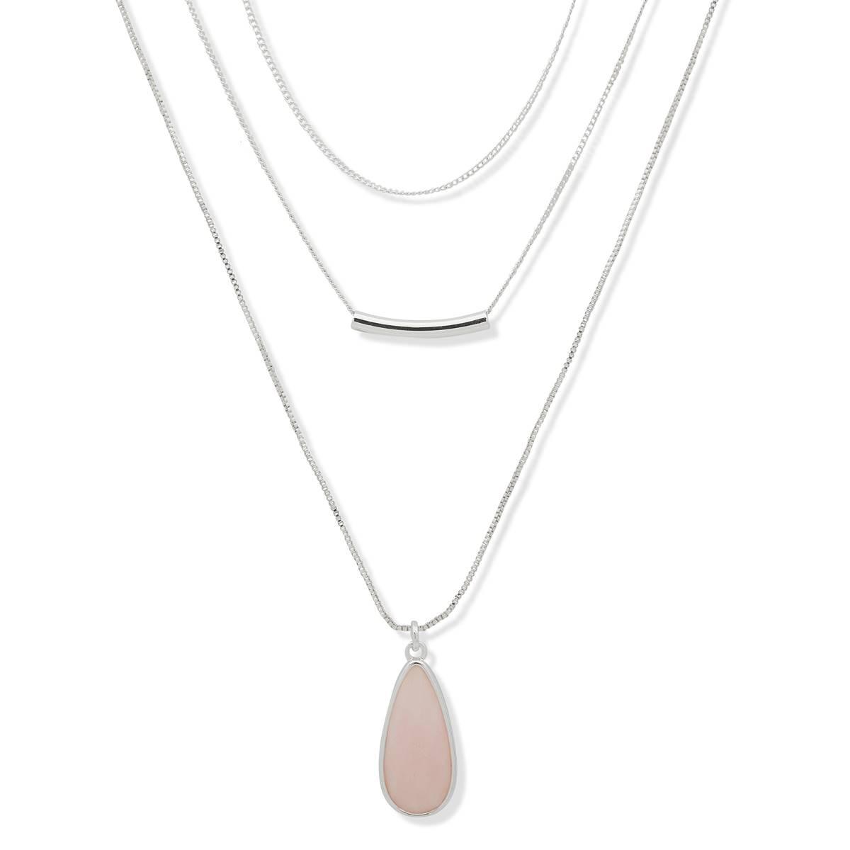 Click here for Nine West Silver-Tone Rose Quartz Pendant Multi-St... prices