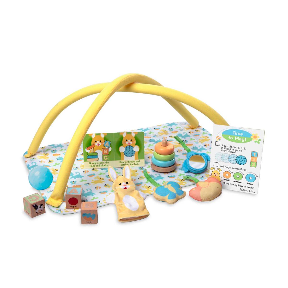 Melissa Doug Mine to Love Toy Time Play Set for Dolls with Activity Gym  Stacker  Blocks  More 16 pcs