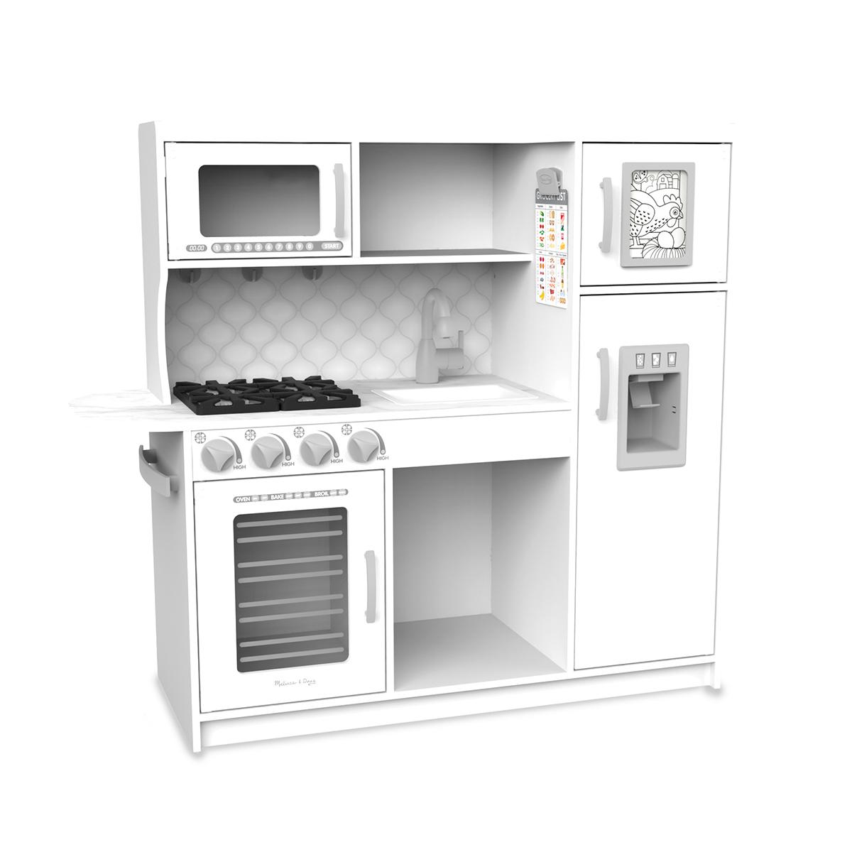 Melissa Doug Wooden Chefs Pretend Play Toy Kitchen With Ice Cube Dispenser â Cloud White